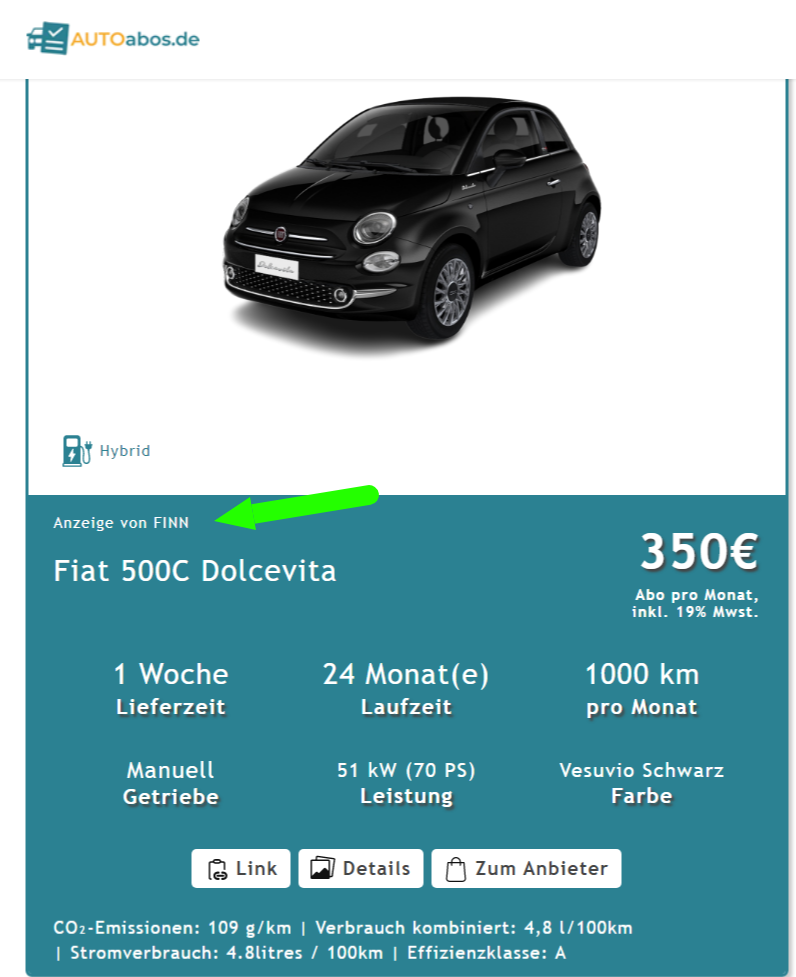 Auto Abo Fiat 500
